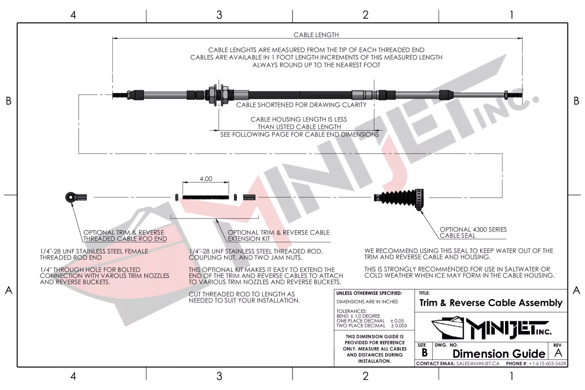 Trim / Reverse Control Cable - Minijet Inc.