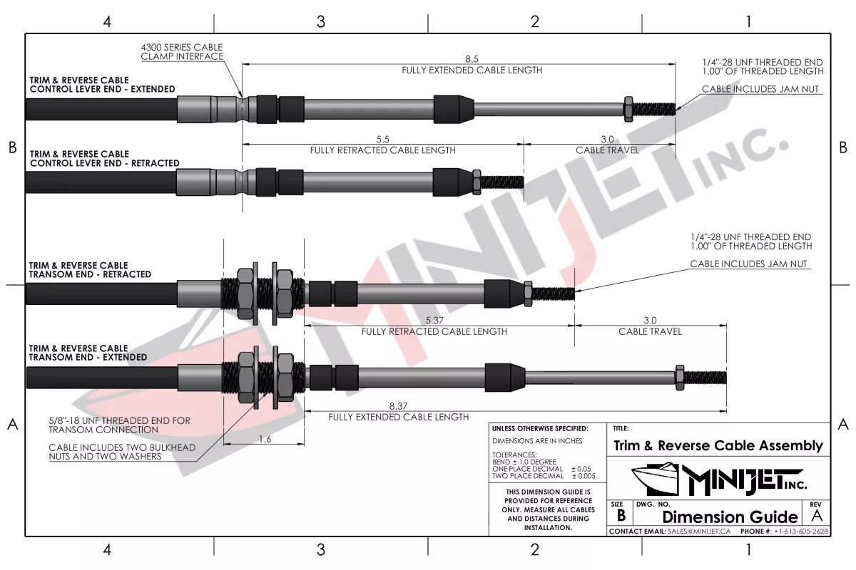 Trim / Reverse Control Cable - Minijet Inc.