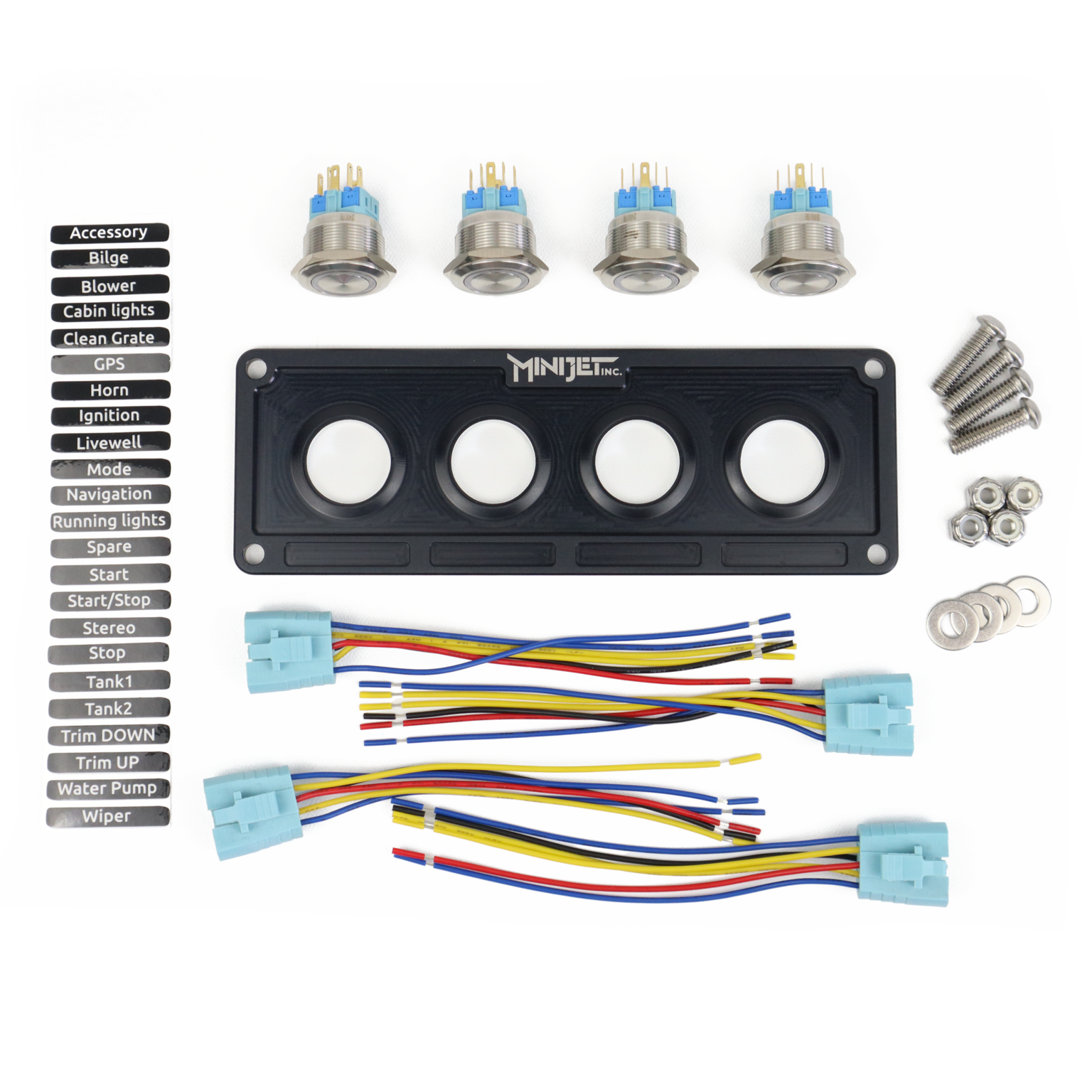Minijet 4 Position Billet Machined Horizontal Switch Panel - Minijet Inc.